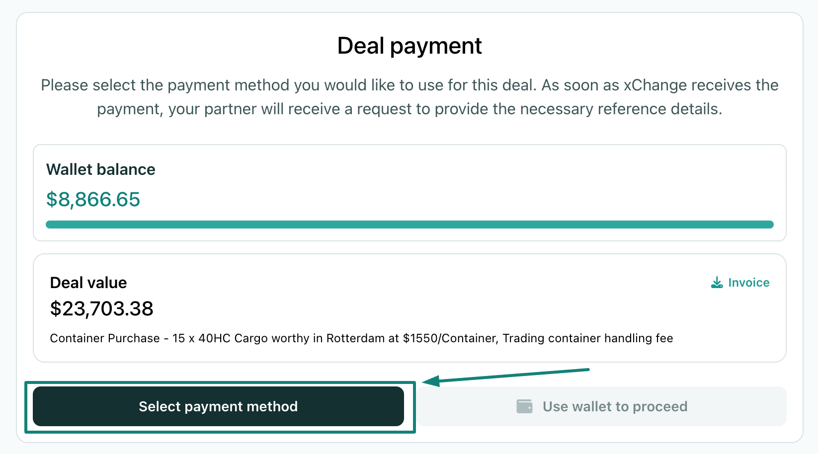 What happens during the Payment Stage of a Trading deal? – xChange Service